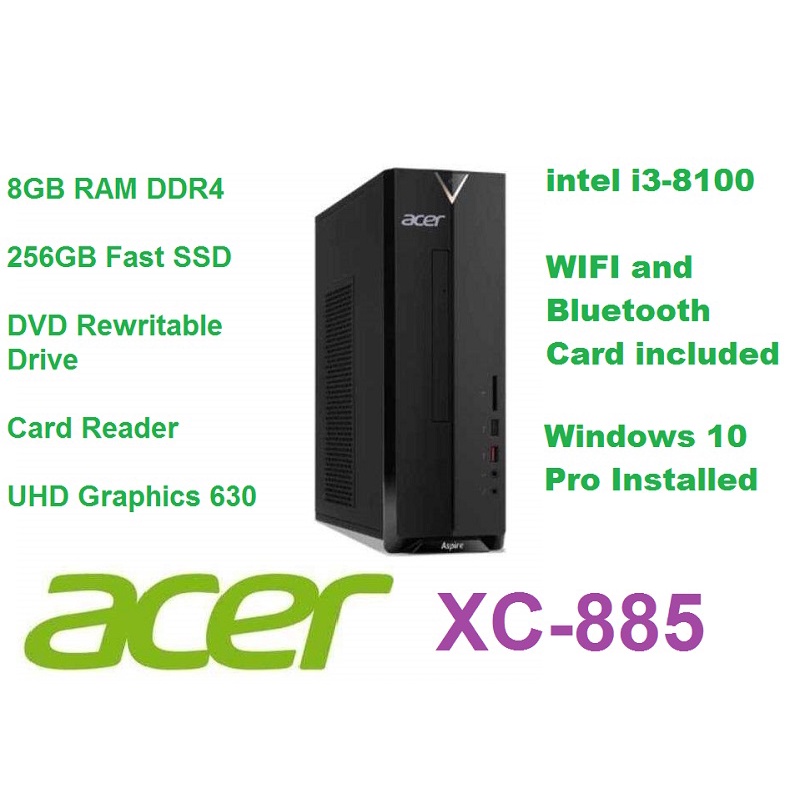 ACER ASPIRE XC-885 SFF [INTEL CORE i3 -8100 8TH GEN/ 8GB RAM/256GB SSD ...