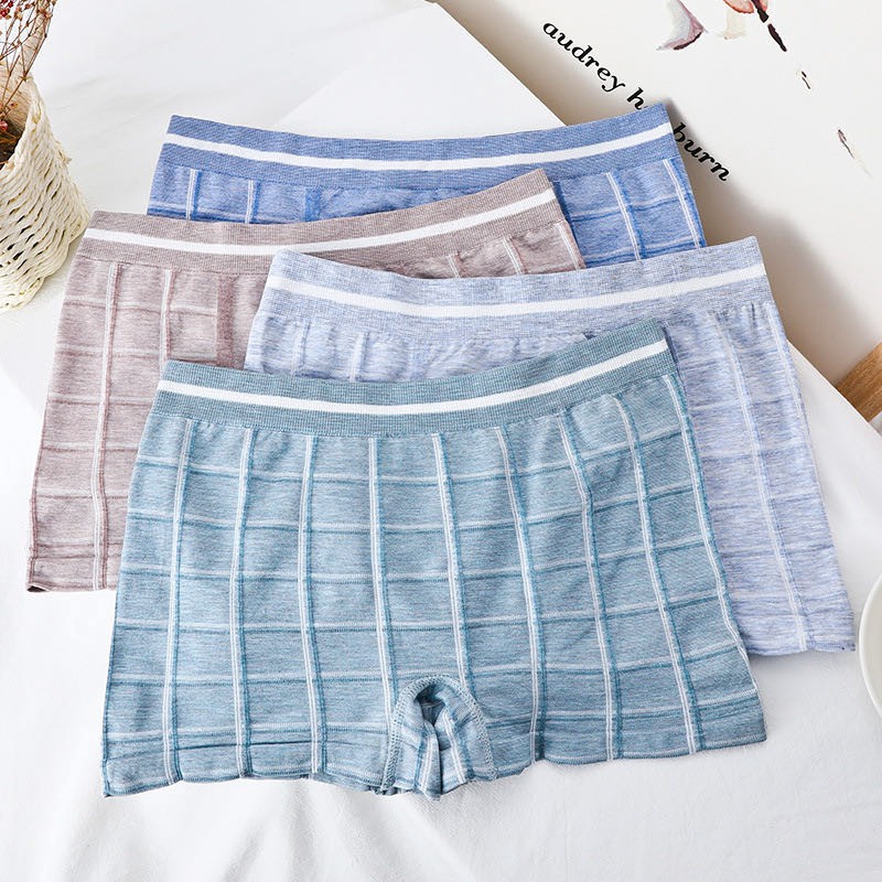 Men's underwear lattice Pattern cotton boxer men's underwear Breathable ...