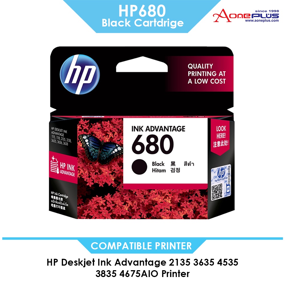 HP 680 Original Black Ink Advantage Cartridge - F6V27AA | Shopee Malaysia