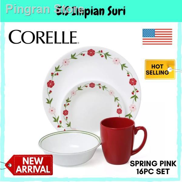 Ready Stock!!) Corelle Spring Pink 16pc Dinnerware Set (1089415 ...