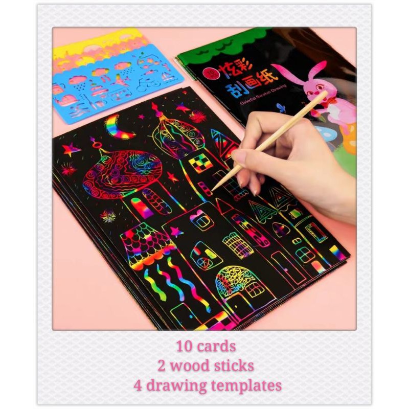 ️Busy Kids ️Scratch drawing colouring card/colourful rainbow painting ...