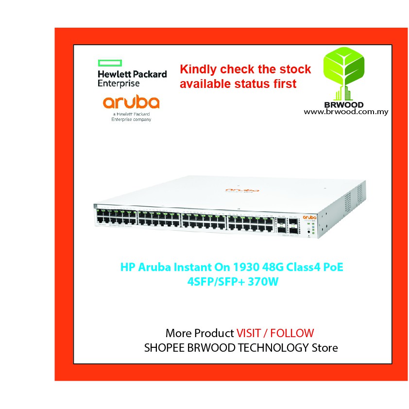 HP ARUBA JL686A: INSTANT ON 1930 48G CLASS 4 POE 4SFP/SFP+ 370W SWITCH ...