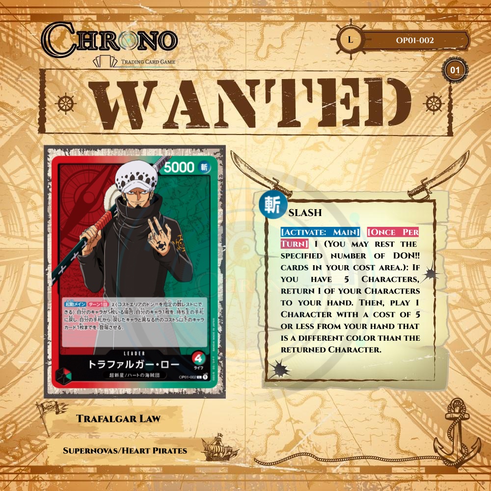 OP01-002 | Trafalgar Law | Leader | One Piece TCG Single | Chrono TCG ...
