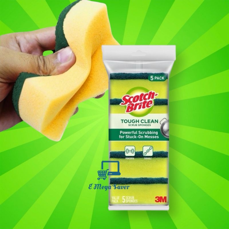 3M Scotch-Brite Heavy Duty Scouring Sponge (5pieces/pack) | Shopee Malaysia