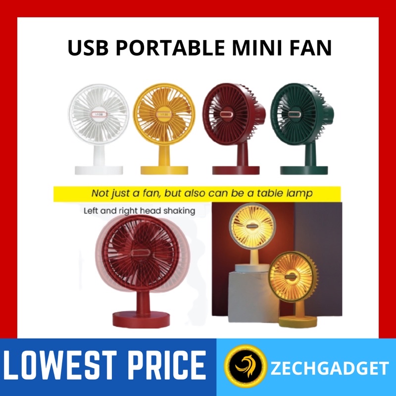 Portable Mini USB Desk Fan 3 Speed Ultra Quiet with LED Light (YS-2112 ...