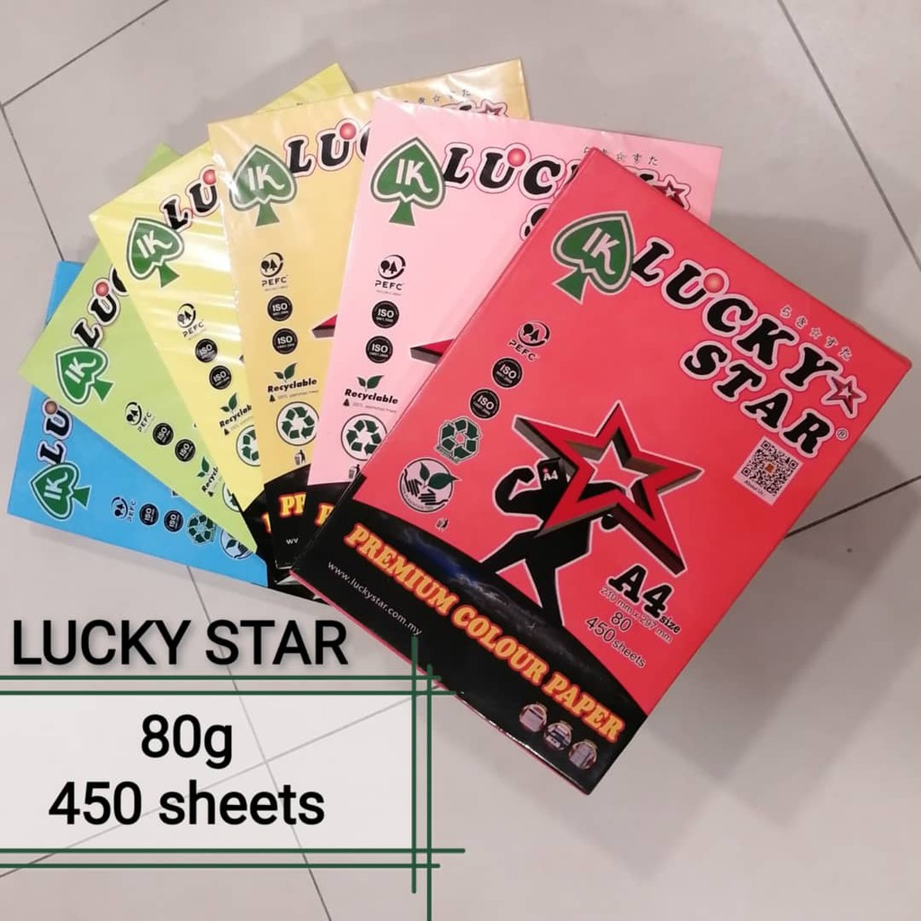 IK LUCKY STAR A4 COLOUR PAPER 80GSM 450 SHEETS(DARK COLOUR) | Shopee Malaysia