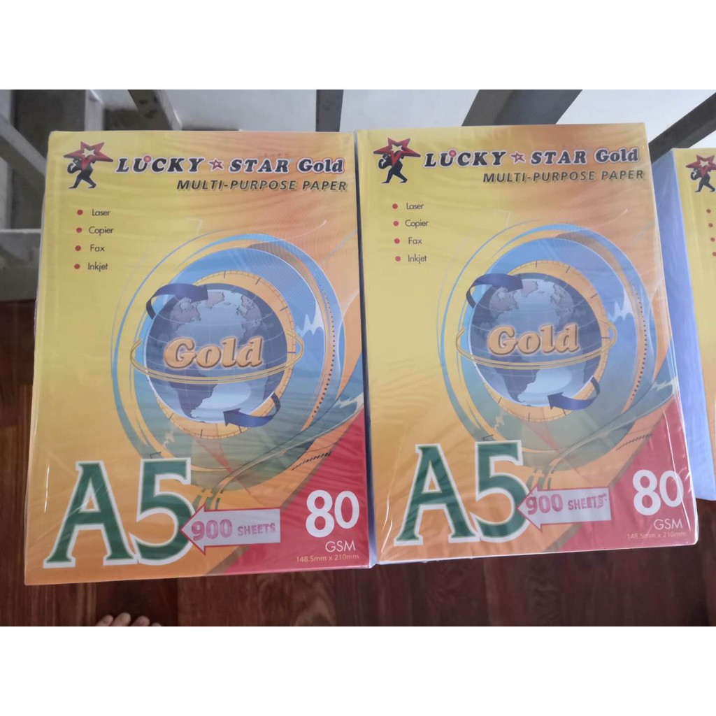 Lucky Star Gold A5 Paper 80gsm Multi-Purpose Paper 900 Sheet or 450 ...