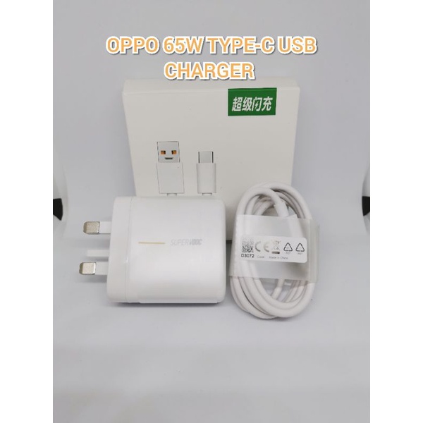 OPPO 65W Super VOOC superdart fast Charging Travel Charger With TYPE-C USB Cable Support 10V 6 ...