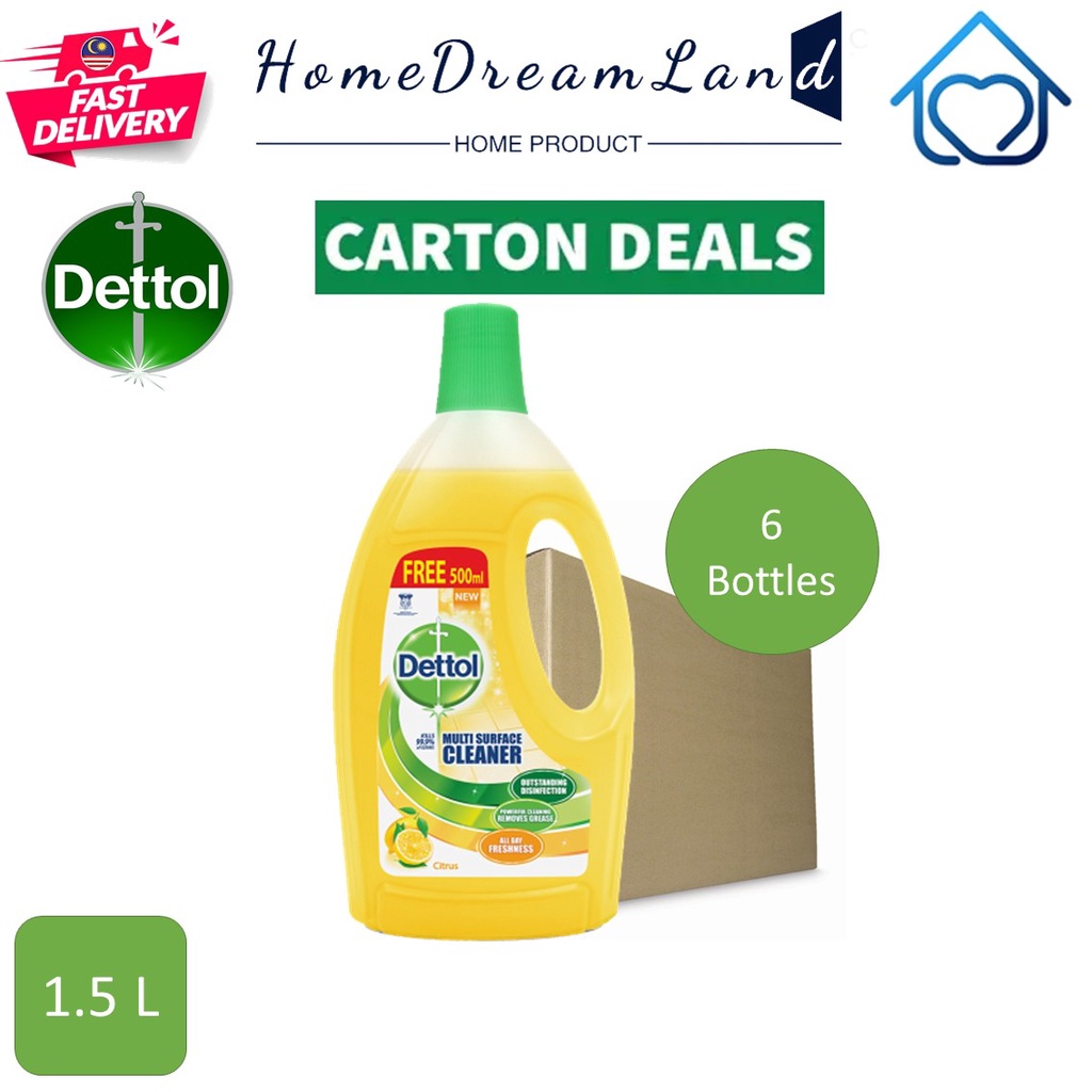 Dettol Multi Action Cleaner Carton Deal 1.5L+FOC 500ml x 6 Bottles ...