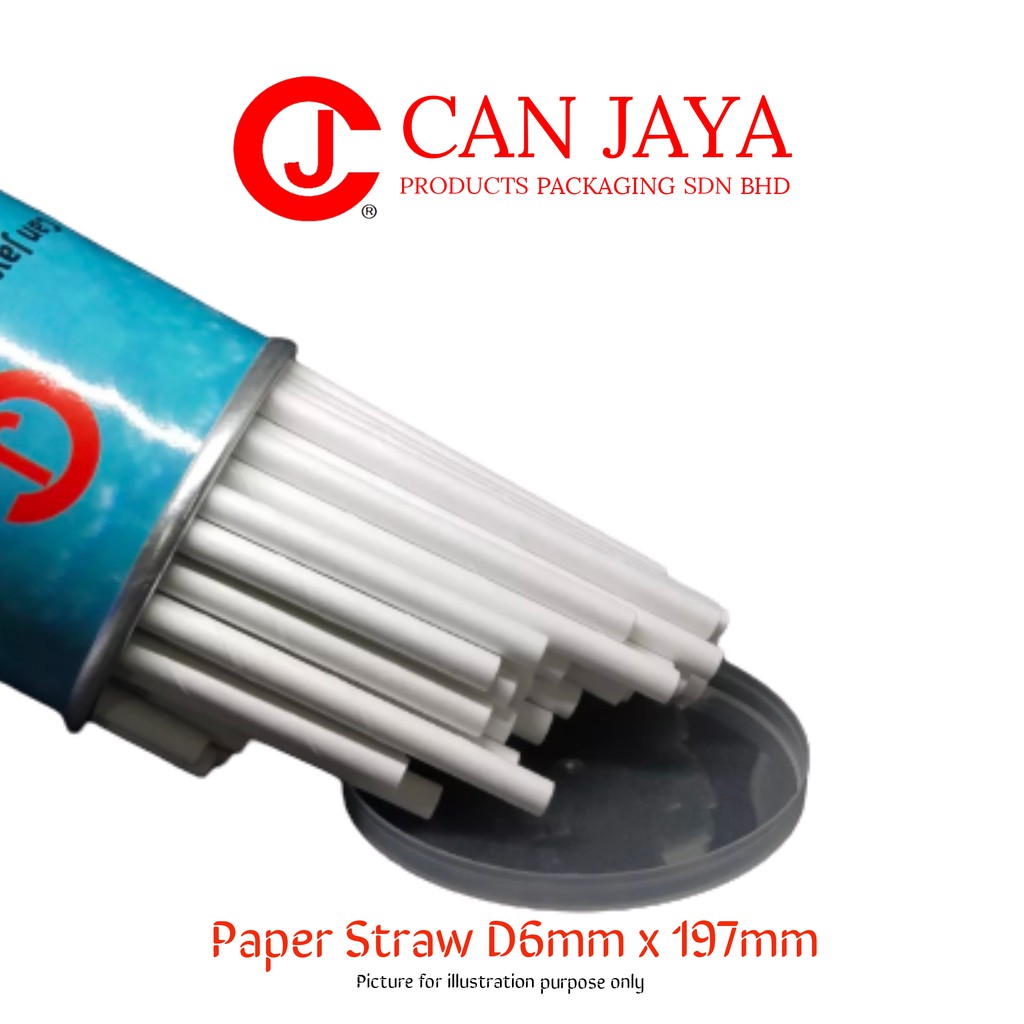 Paper Straw Diameter, D6mm x Length, 197mm Pack in Canister [110pcs ...