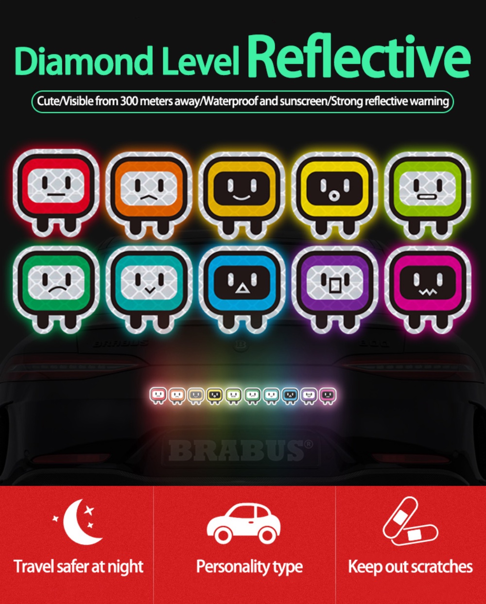 3M Motorcycle Car Bike Sticker Cube Man High Reflective Warning ...