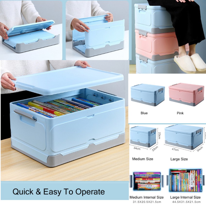 PINK STORAGE BOX FOLDABLE Container Simpan Barang Kotak Baju Organizer ...
