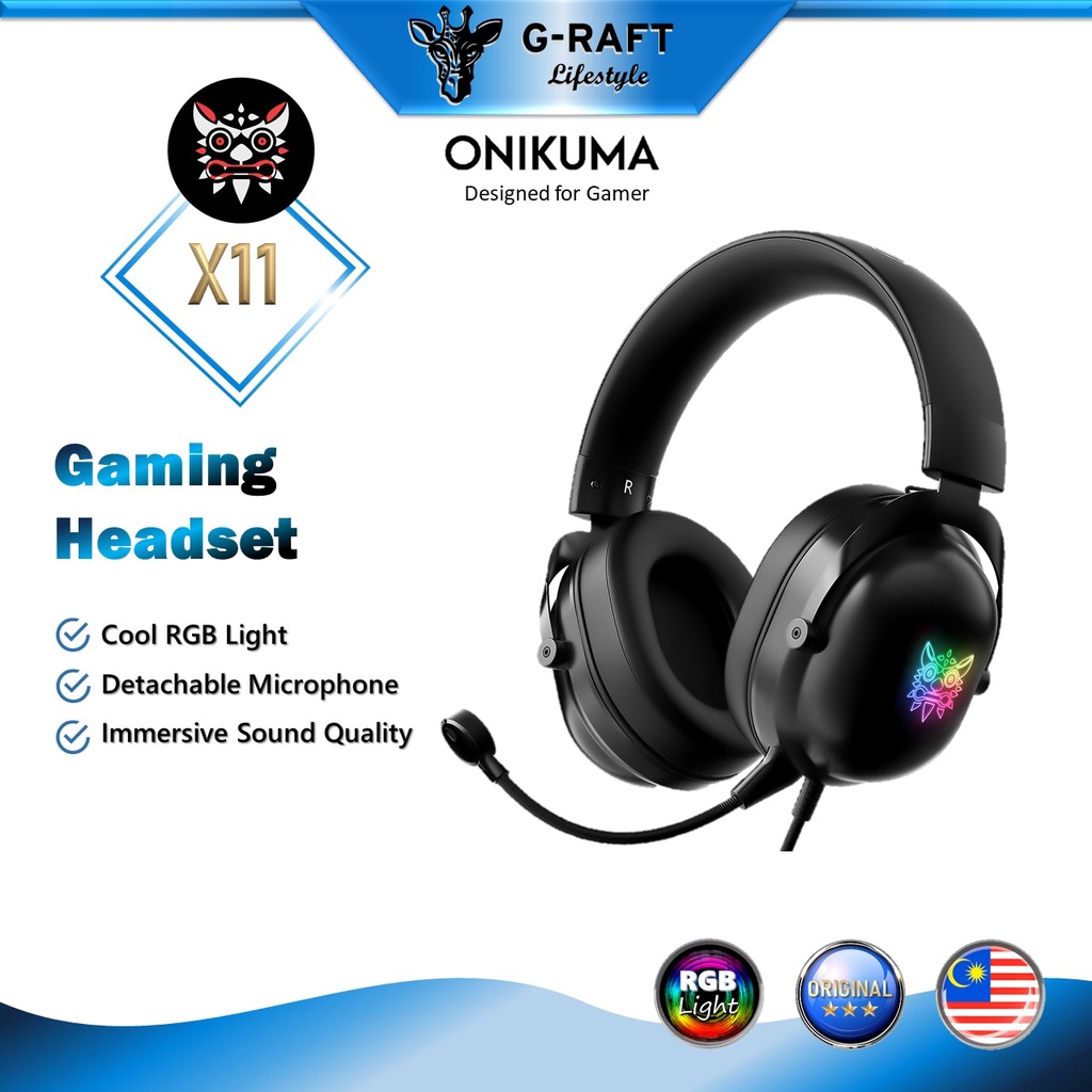 ONIKUMA X11 Gaming Headset Over Ear Headphones with Detachable ...