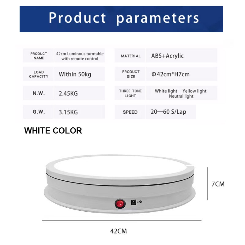 Ready Stock 360° NEW !! 42cm Illuminated LED Light turntable 50KG ...