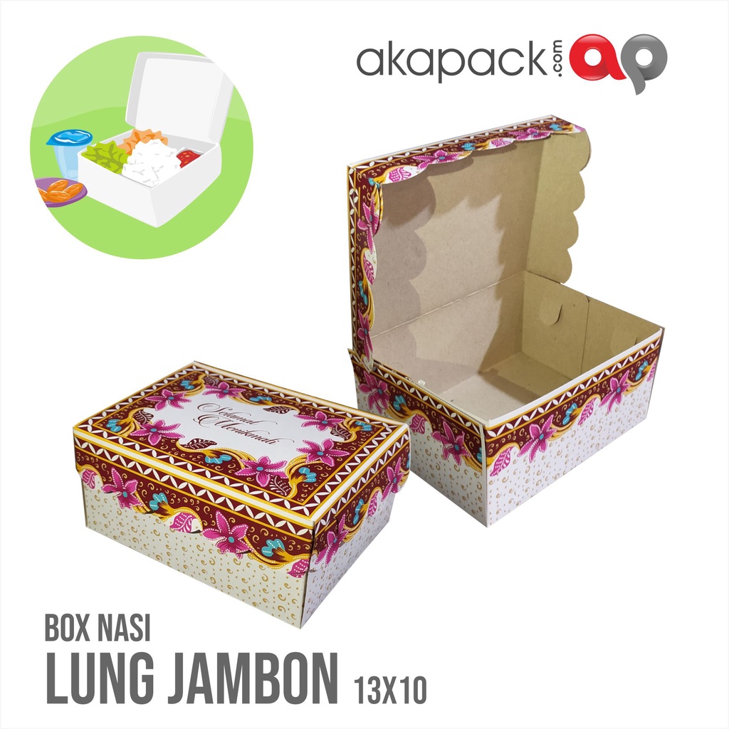 (20pcs) Rice Box Snack Box Jambon batik 13x10x6 cm/ picture rice Box ...