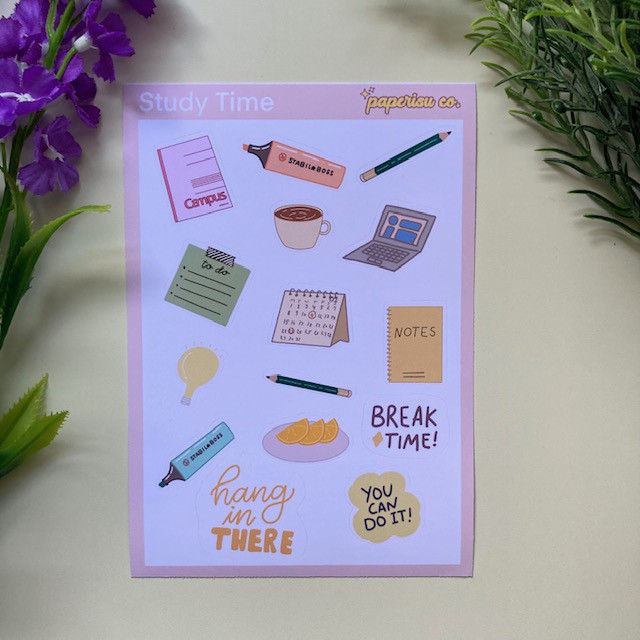 PAPERISUCO Cute Journal Sticker - Study Time Doodle Journal Sticker ...