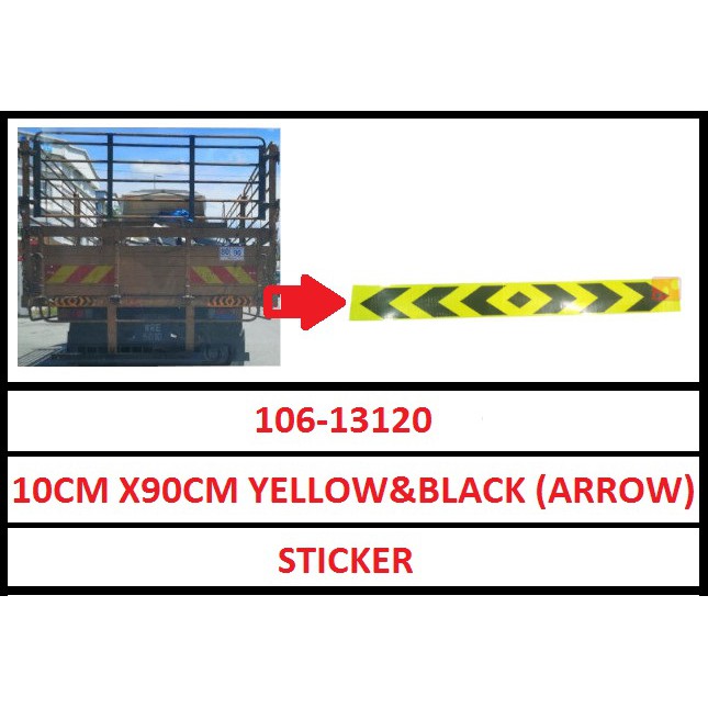 LORRY STICKER ARROW TWO WAY WARNING REFLECTIVE YELLOW & BLACK STICKER ...