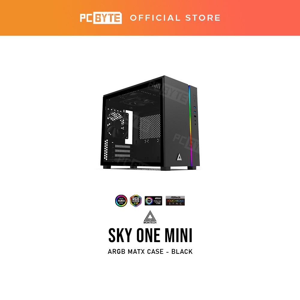 Montech Sky One Mini ITX Casing with 3 Silent Fan - Black/White ...