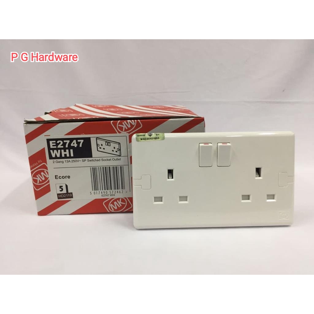 MK Ecore 2 Gang Switch Socket Outlet @13A | Shopee Malaysia