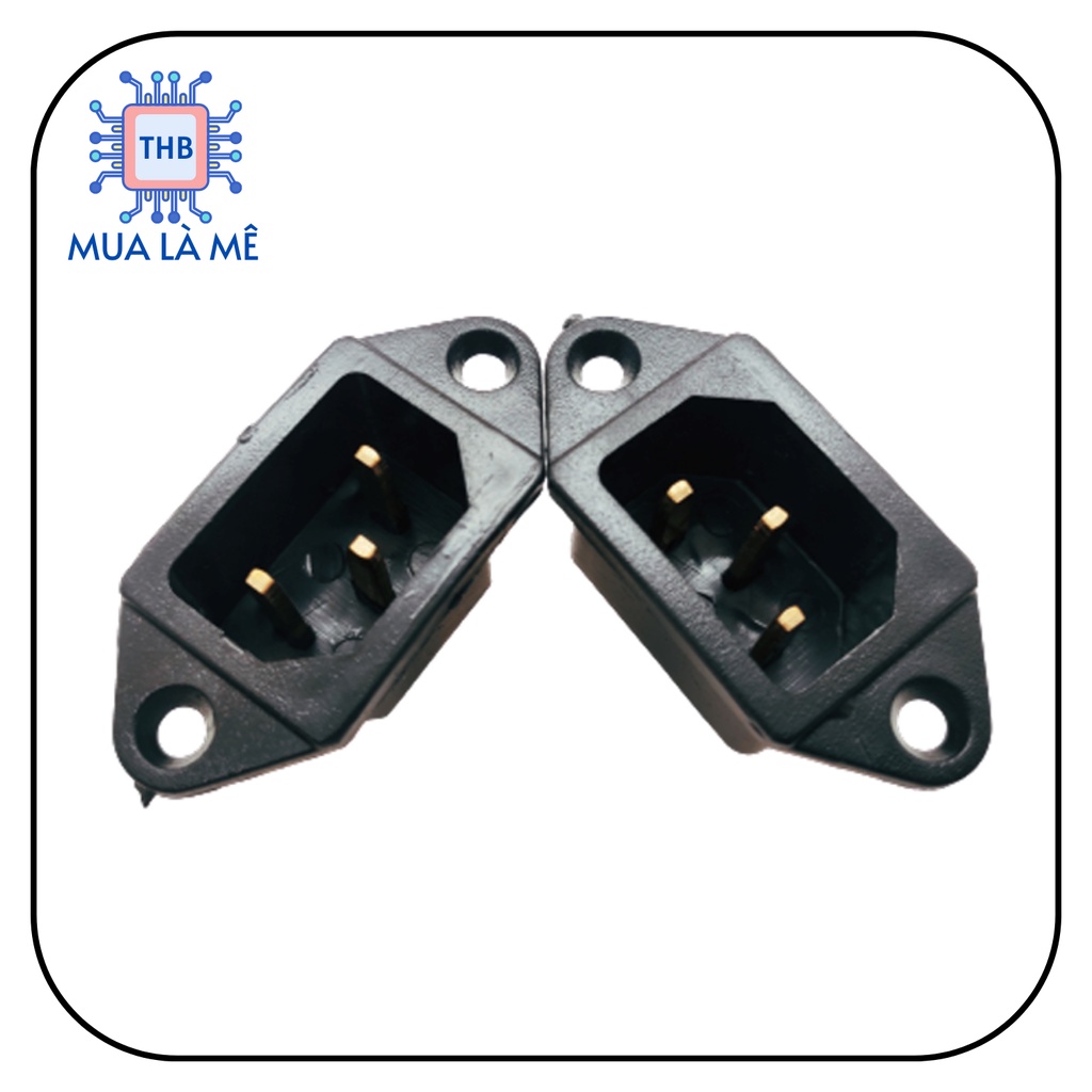 3-pin jack, 3-pin rice cooker socket, black with screw ears (1 piece ...