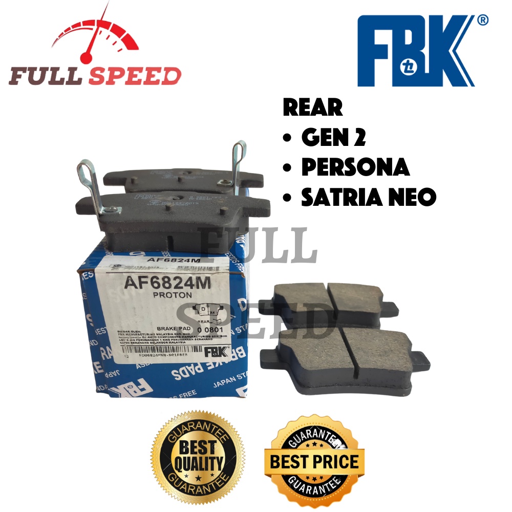 " ORIGINAL " Gen 2 Persona Satria Neo Rear Disc Brake Pad AF6824M ...
