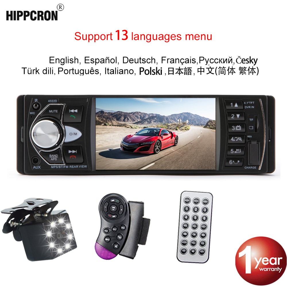 Car Radio 1 Din Autoradio 4022D Bluetooth 4.1" Screen Support Rear View ...