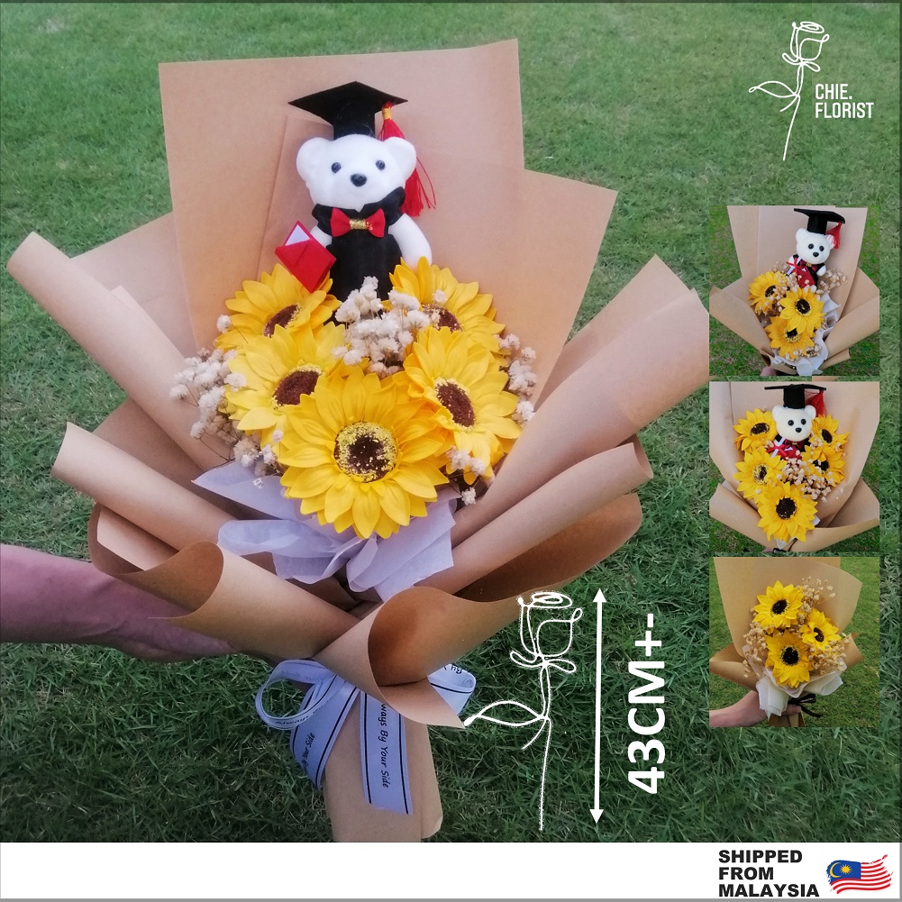 Sunflower Bouquet Gift Convo Bouquet Graduation Bouquet Bunga Bear Soap ...