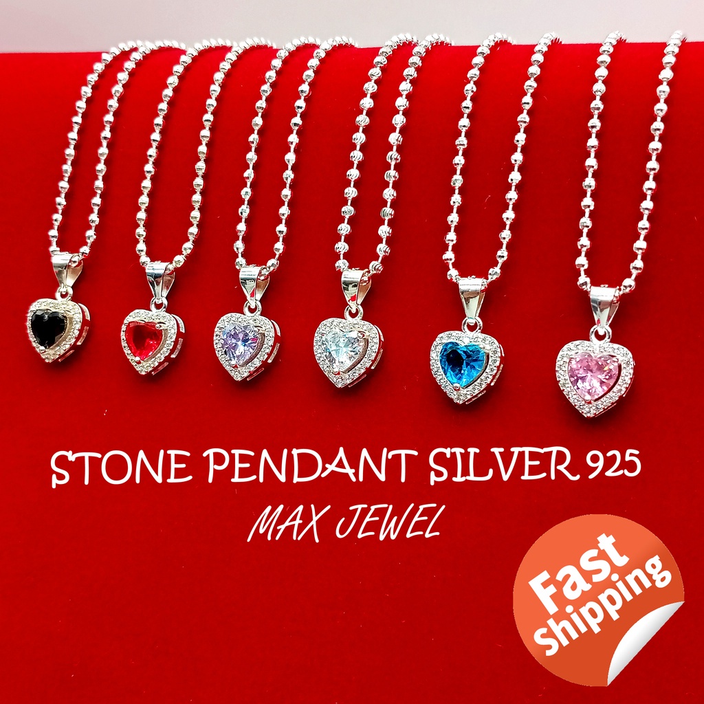 COLOR STONE PENDANT/LOKET BATU BERWARNA(SILVER 925) | Shopee Malaysia