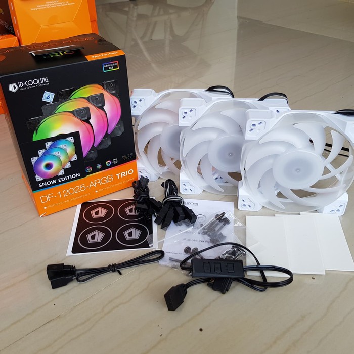 Id-cooling DF-12025 ARGB SNOW TRIO 120mm Addressable LED Sync PWM Fan | Shopee Malaysia