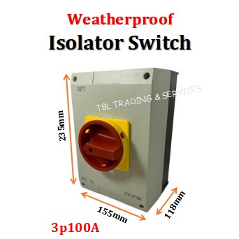 Weatherproof Isolator Switch 3 pole 100A IP65 / Outdoor Weather Proof Isolator Switch | Shopee ...