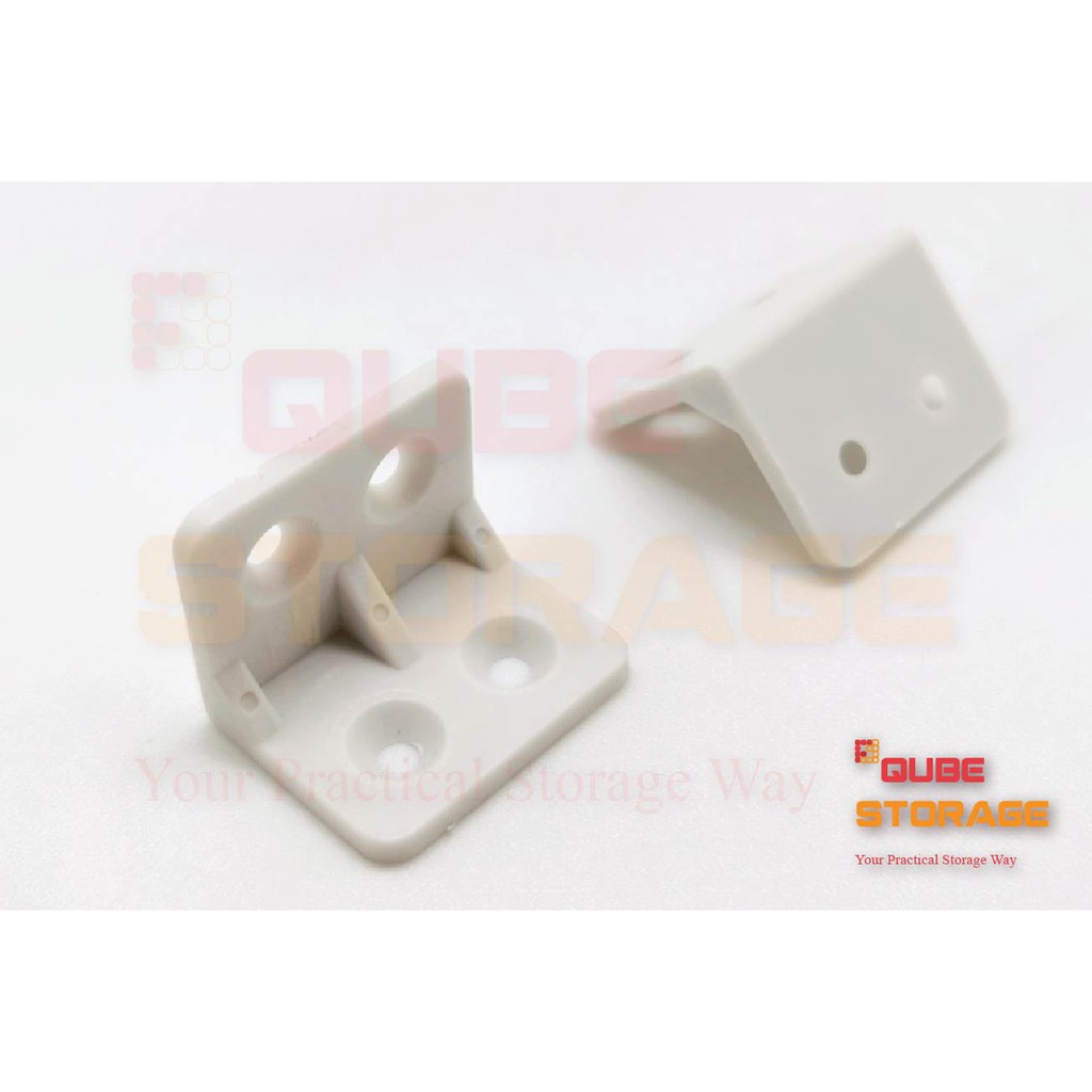 ( 50 pcs ) Plastic White PVC L Bracket Width Angle 90° Shape Shelf ...