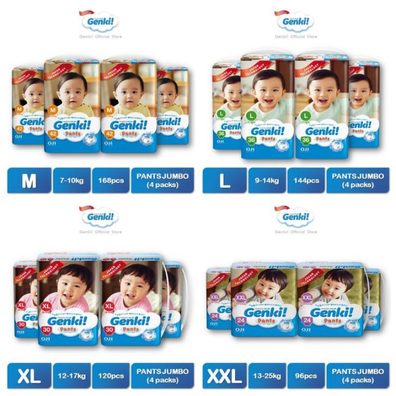 🌟🔥🔥Genki Jumbo Pants🔥🔥🌟 M, L, XL, XXL Size (4 Packs) | Shopee Malaysia