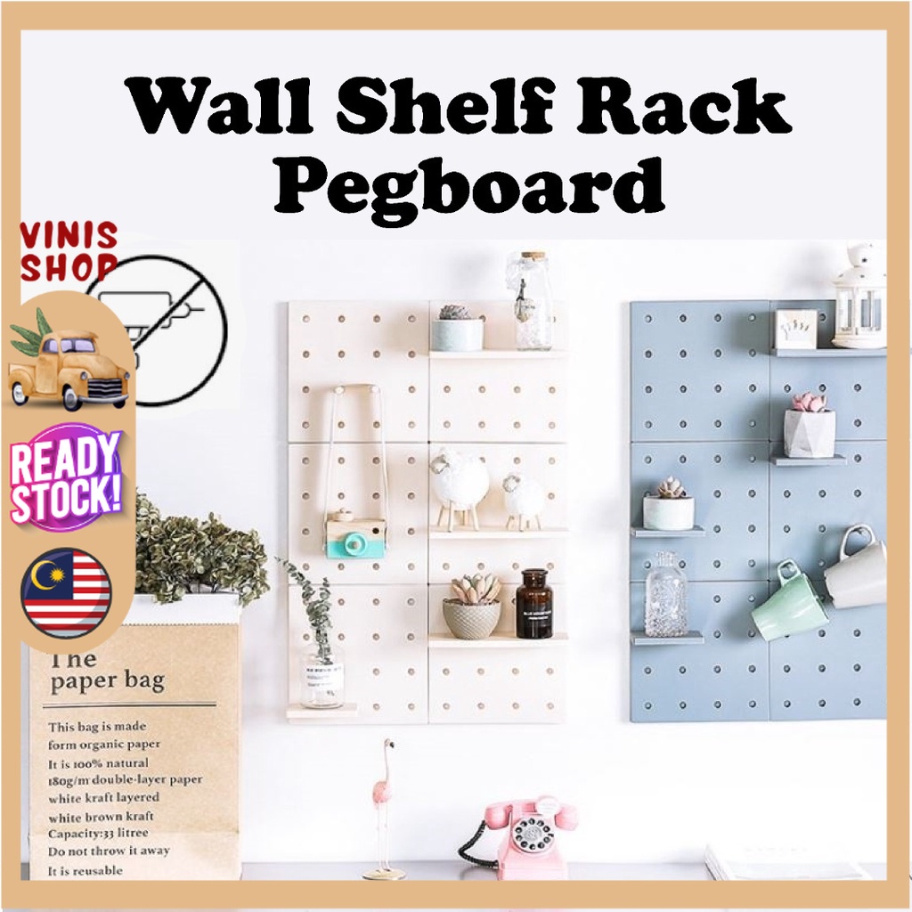 🔥Ready Stocks🔥 DIY Wall Shelf Rack Pegboard Hole Hardboard Perforated ...