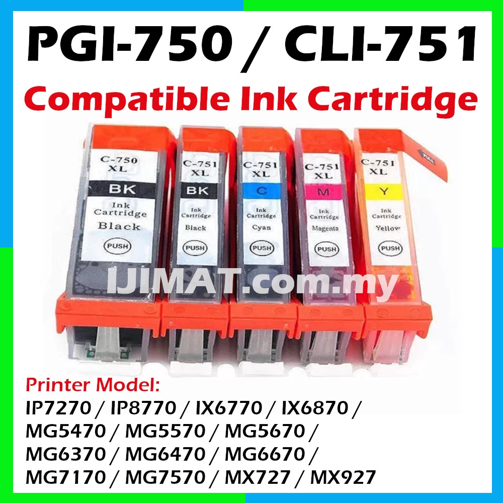 PGI-750 PGI 750XL CLI-751 CLI 751XL Compatible ink For Canon iP7270 ...