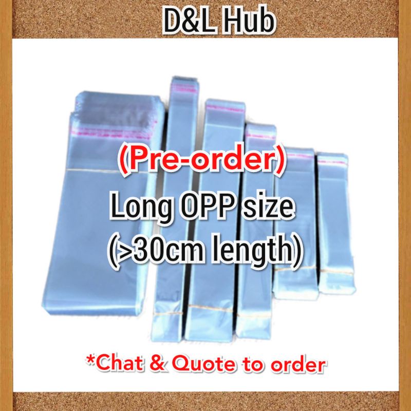 Pra-pesanan OPP plastik beg panjang (tiada lubang gantung), opp plastik panjang >30cm