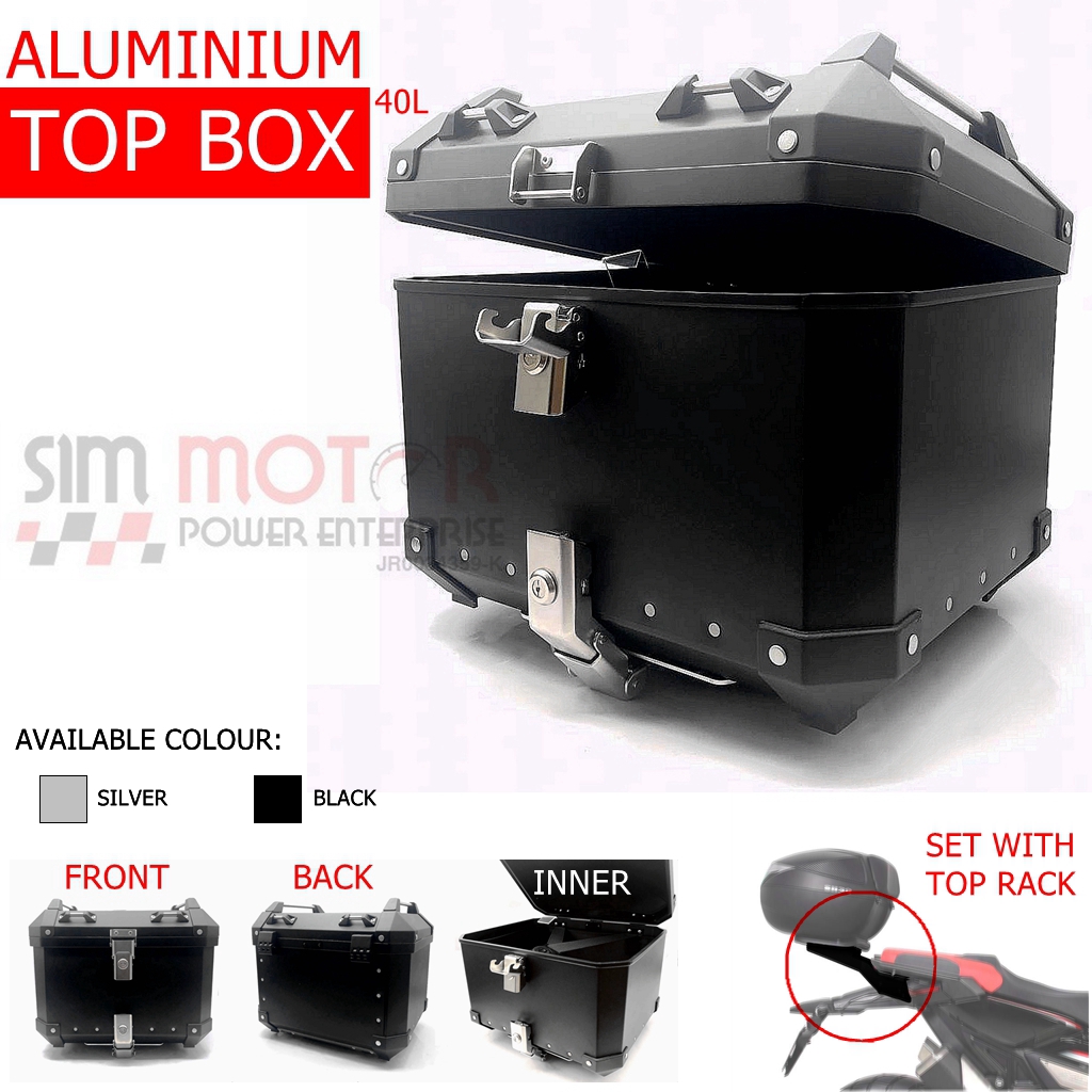 ALUMINIUM TOP BOX(40L) WITH MOUNTING AND TOP RACK | Shopee Malaysia