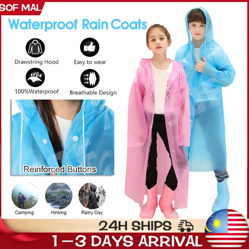 children's Rain Coat Foldable Waterproof Rain Coat Baju Hujan EVA Non ...