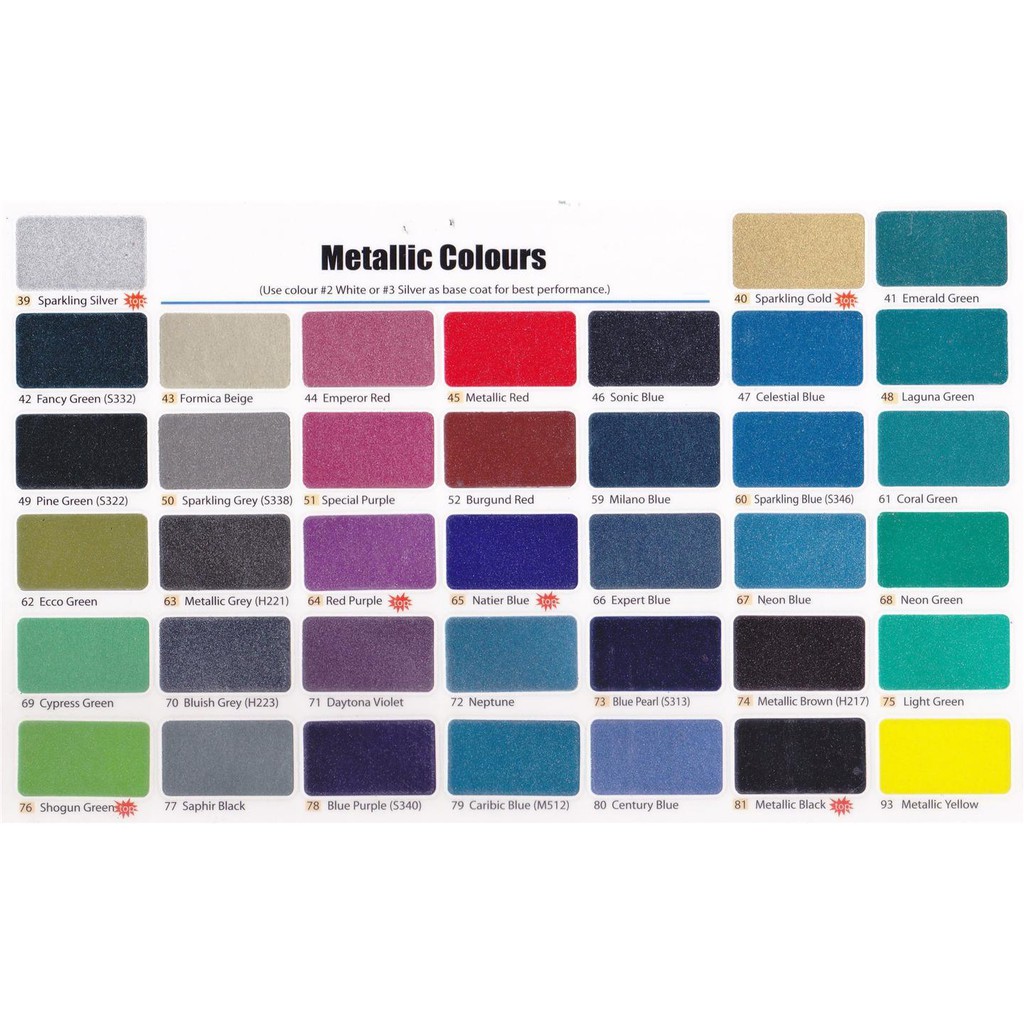Samurai Metallic Colour Spray 81 / 39 / 40 / 43 / 64 / 74 / 76 / 45 ...
