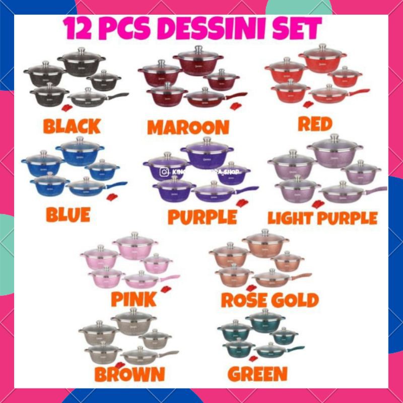 🔥[HOT ITEM]🔥12 PCS DESSINI COOKWARE SET/12PCS SET PERIUK DESSINI ...
