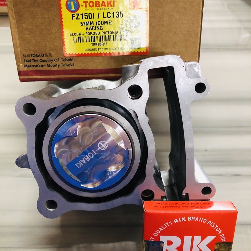 TOBAKI block set fz150 /lc135 /y15 57mm Dome (forged piston+Rik ring) | Shopee Malaysia