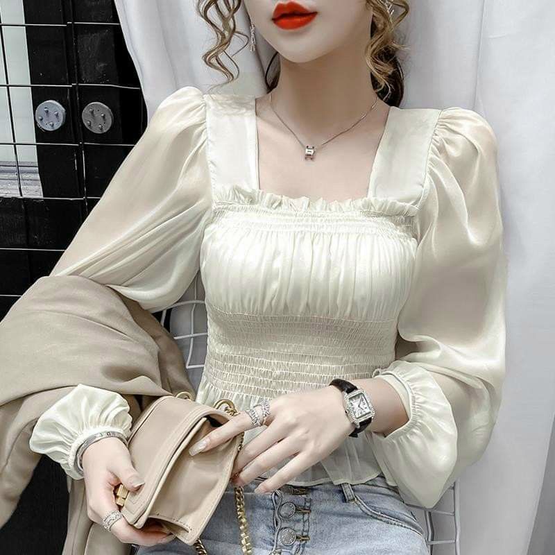 Collection of An Dong Silk Puff Sleeve Blouse Models 50% | Shopee Malaysia