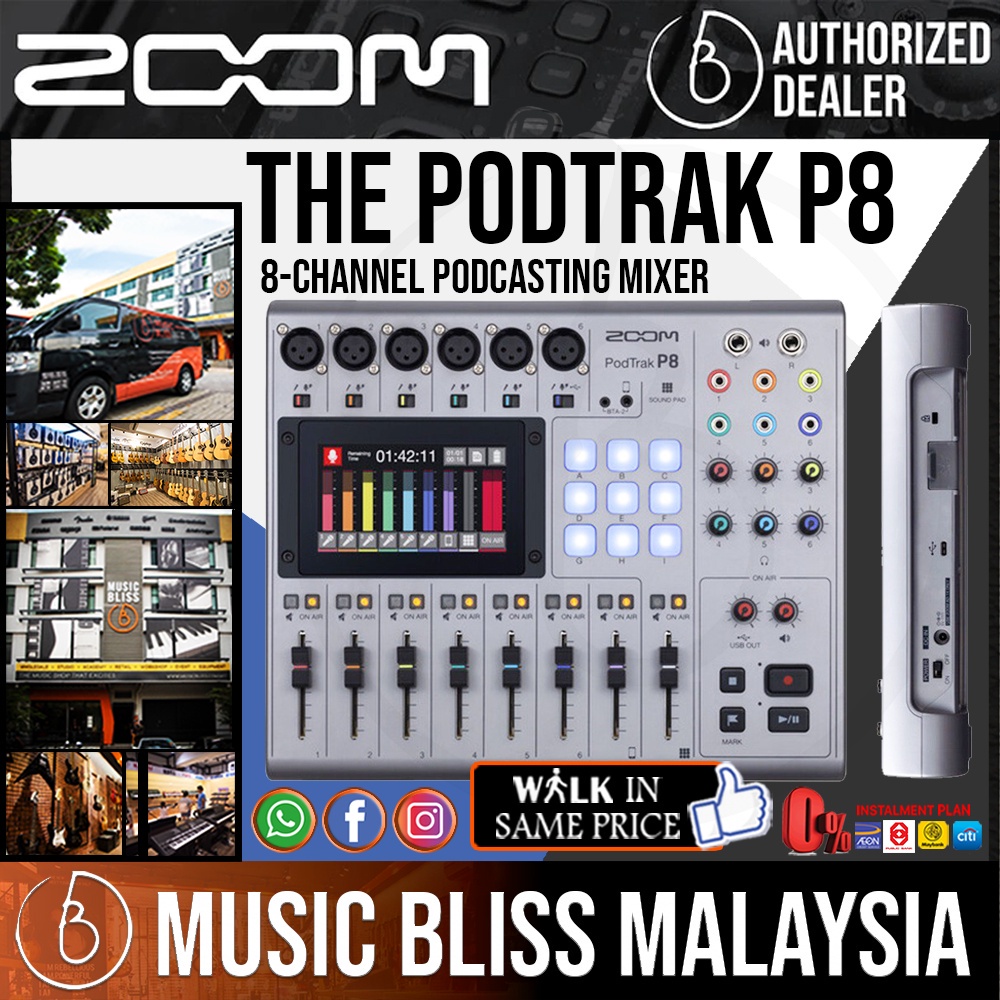 Zoom Podtrak P8 8-channel Podcasting Mixer with 0% Instalment (P-8 ...