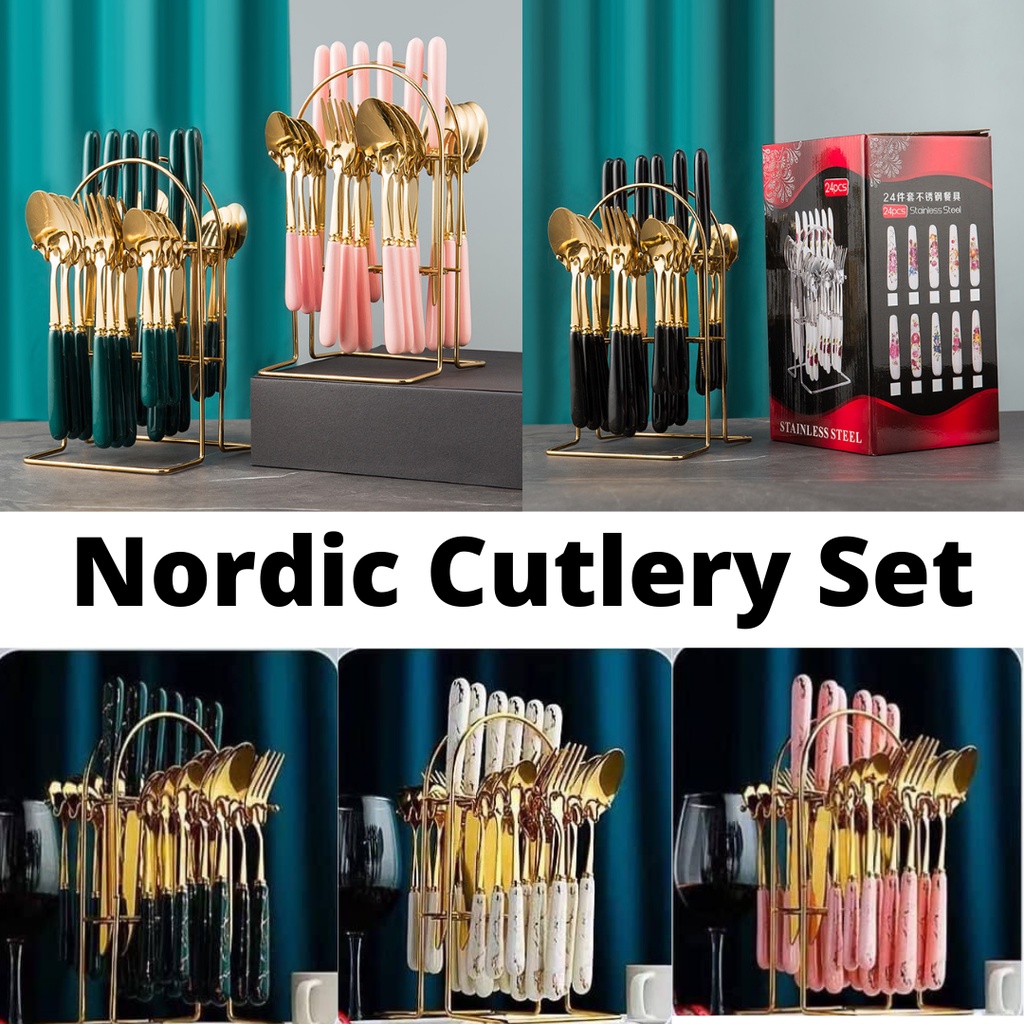 Rack Nordic Cutlery Dinnerware Set Spoon Fork Holder Stainless Steel ...