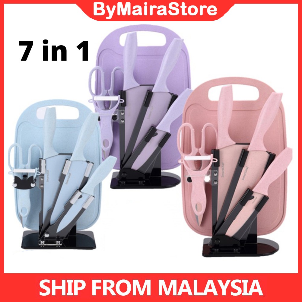 BMS SMART CHEF KNIFE SET 7 IN 1 KITCHEN KNIVES UTENSILS SET PERALATAN ...