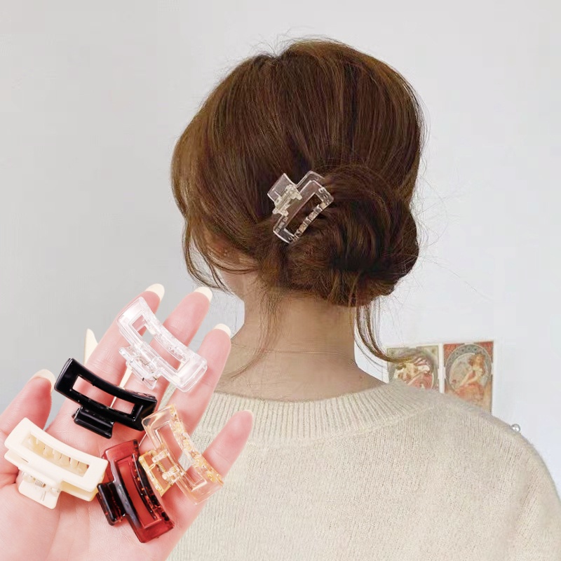 Women Transparent Geometric Square Mini Hair Clip / Ladies Ins Style ...
