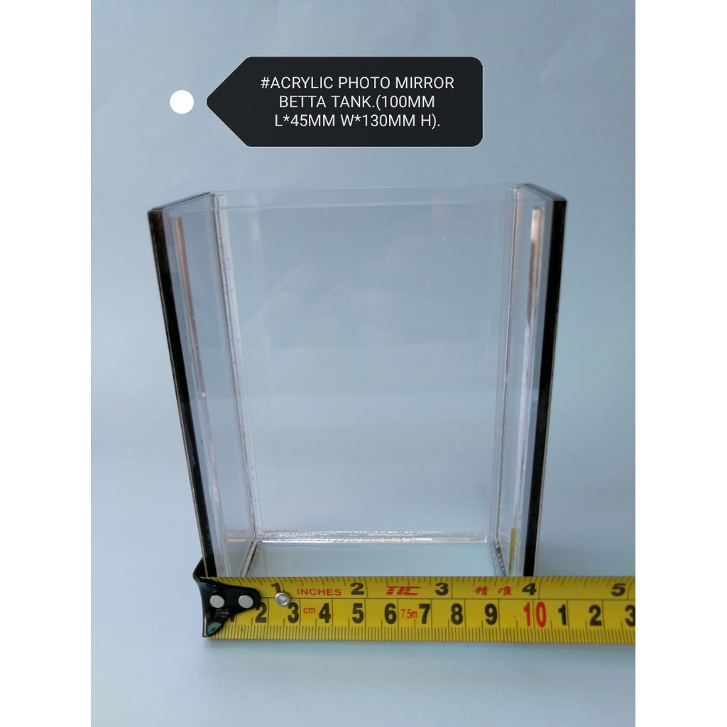 Acrylic Betta Aquarium Photo Tank Mirror Sides Fish Tank 10cm x 4.5cm x ...