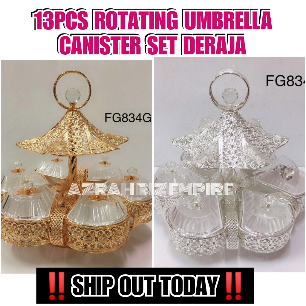 🔥EXCLUSIVE! 13PCS ROTATING UMBRELLA CANISTER SET DERAJA / BEKAS KUIH ...
