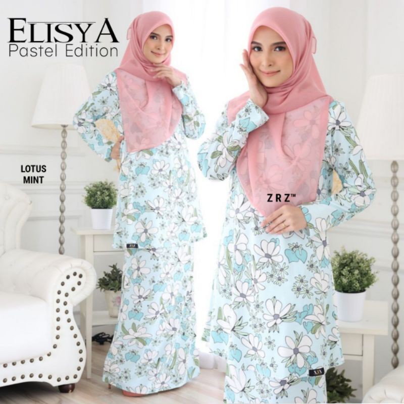 BAJU KURUNG TRAVEL TANPA GOSOK WARNA ELISYA PASTEL EDITION | Shopee ...