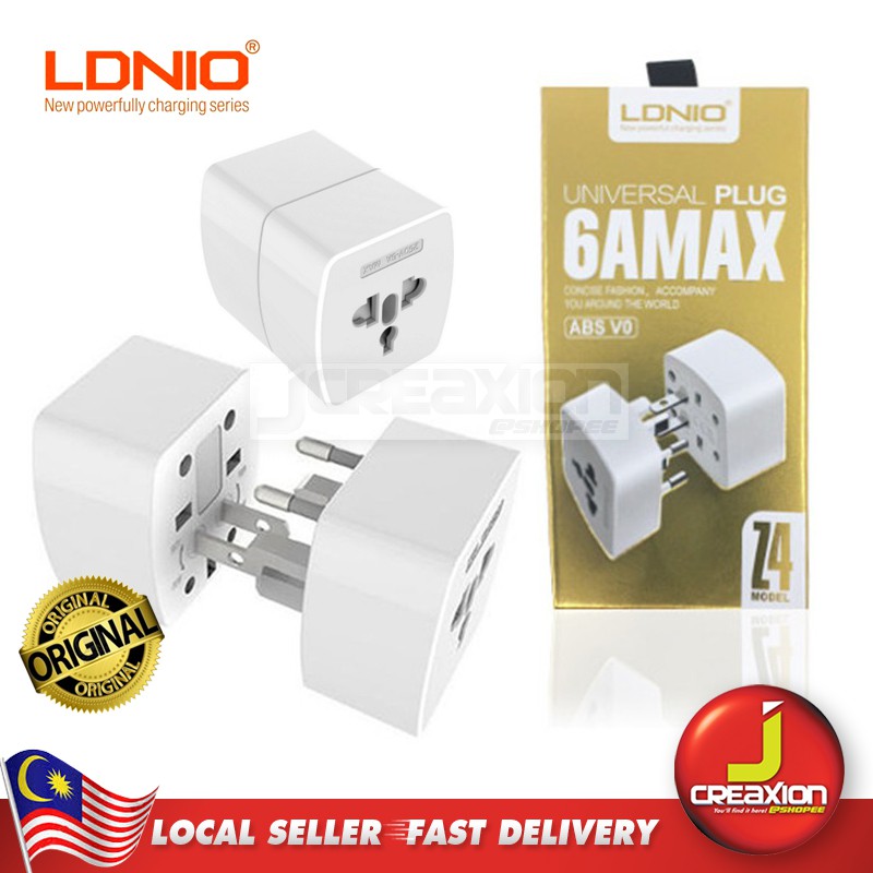 LDNIO Z4 Universal Plug Adapter with UK/EU/US/AU Pin & 2 Universal ...