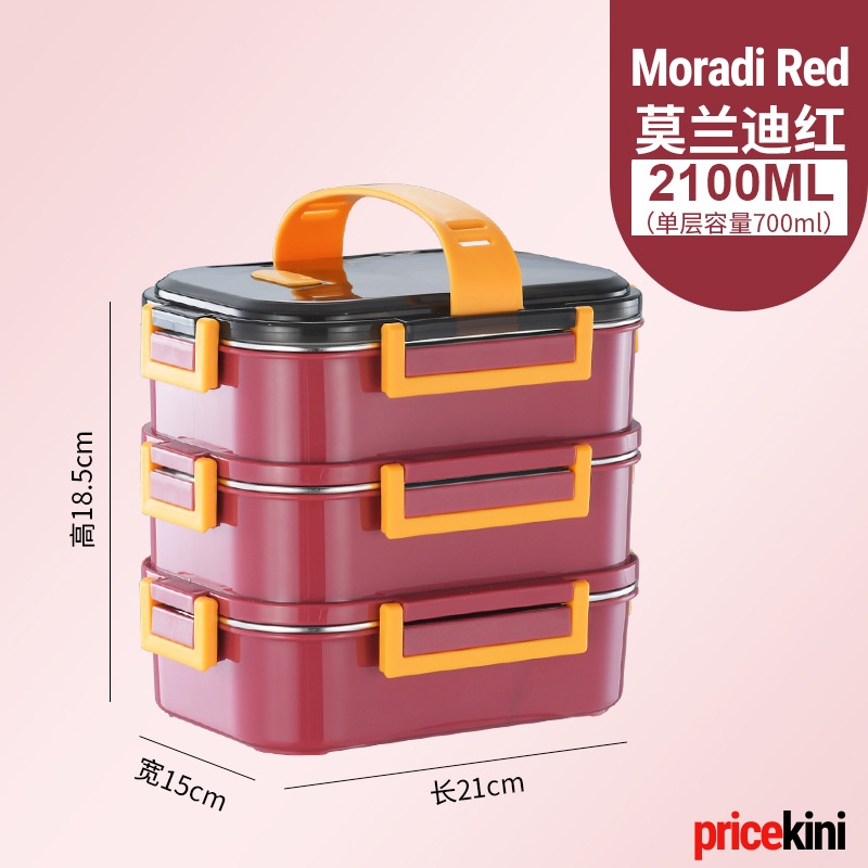 Multi-Layers SUS304 Stainless Steel Lunch Box, Microwavable Stackable ...